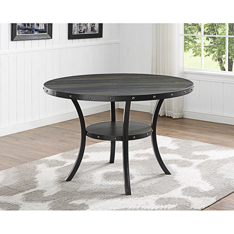 Winston Porter Round Dining Table With Shelf | Wayfair